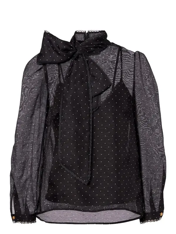 Zimmermann Polka-dot Linen And Silk Blouse - Black