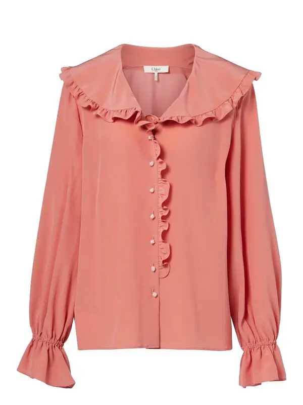 Chloé Ruffled Silk Crêpe De Chine Blouse - Pink