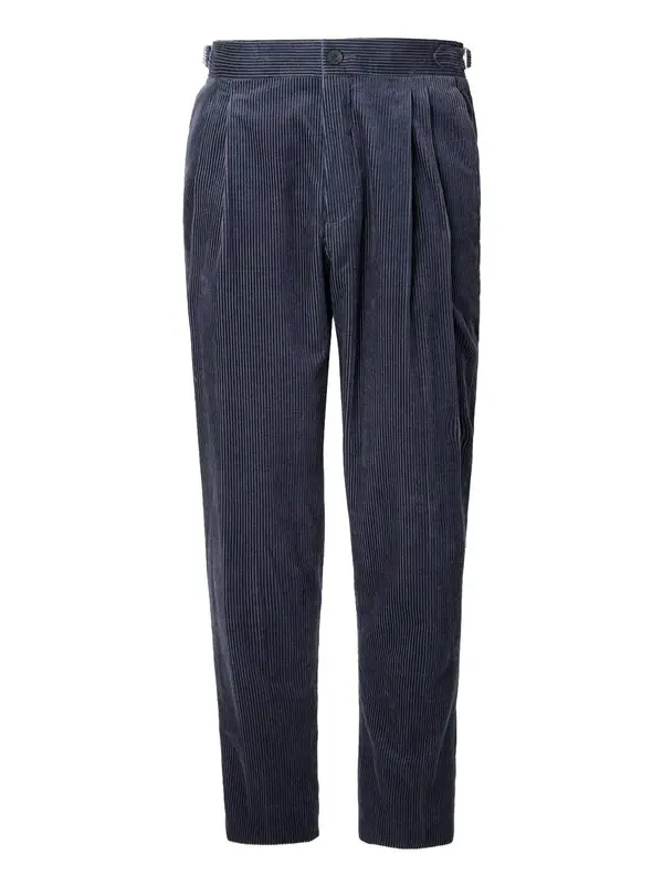 Mr P. Slim-fit Straight-leg Cotton And Cashmere-blend Corduroy Tuxedo Trousers - Blue
