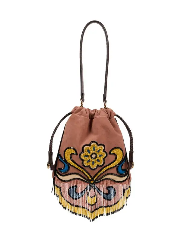 Etro Kalispera Small Fringed Shoulder Bag - Pink