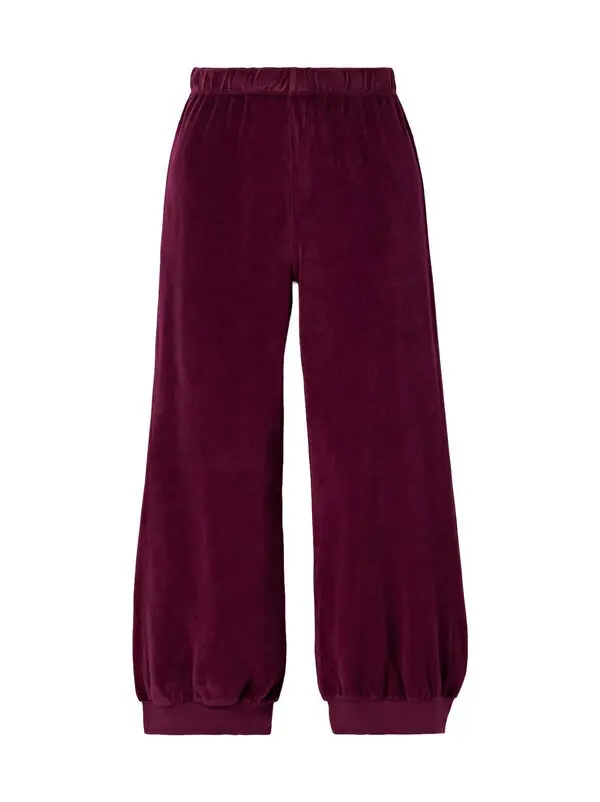 Suzie Kondi Tosk Cropped Velour Track Pants - Burgundy