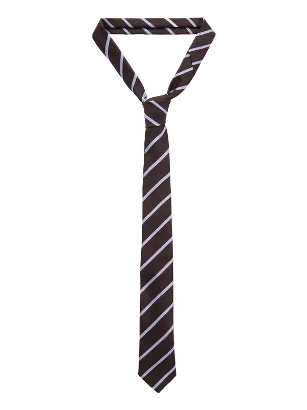 THE FRANKIE SHOP Lene Striped Twill Tie - Brown