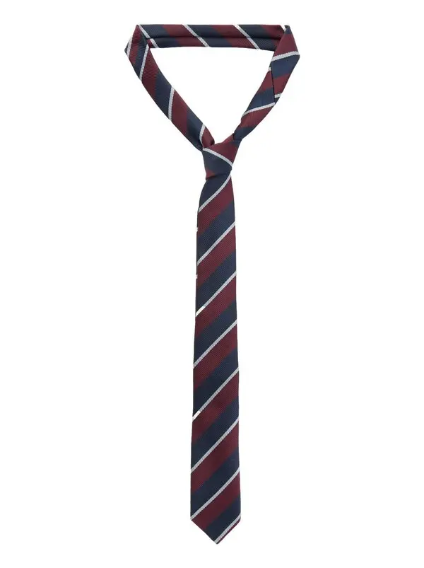 THE FRANKIE SHOP Lene Striped Twill Tie - Burgundy
