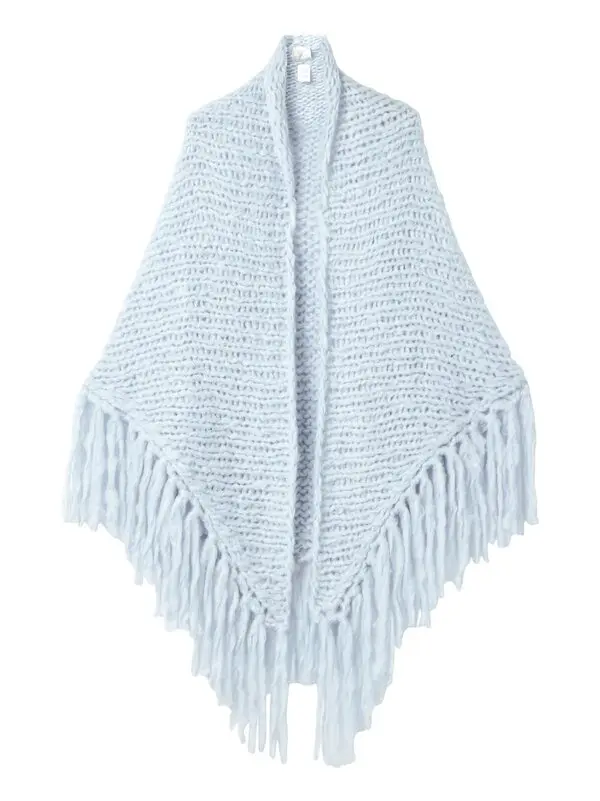 Suzie Kondi Zoofka Fringed Cashmere Shawl - Blue
