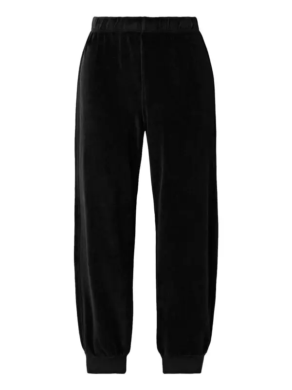 Suzie Kondi Tinos Cotton-blend Velour Track Pants - Black