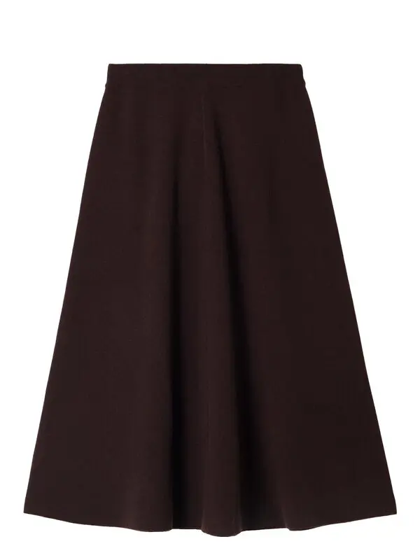 ALLUDE Wool And Cashmere-blend Midi Skirt - Brown