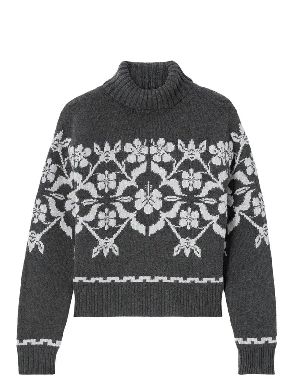 HIGH SPORT Fair Isle Wool And Cashmere-blend Turtleneck Sweater - Gray