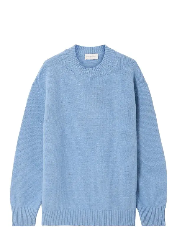 HIGH SPORT Georgia Embroidered Wool And Cashmere-blend Sweater - Blue