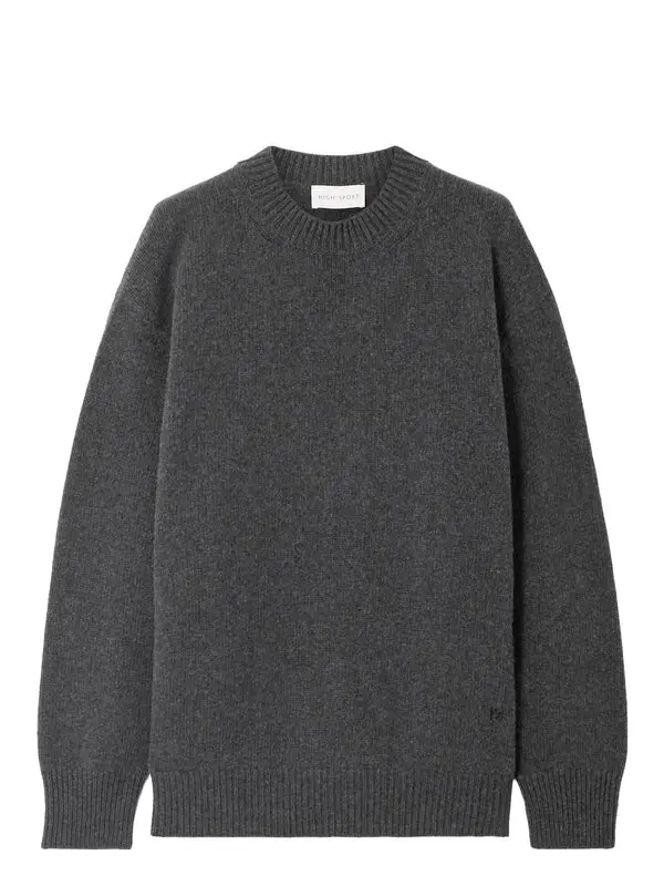 HIGH SPORT Georgia Embroidered Wool And Cashmere-blend Sweater - Gray