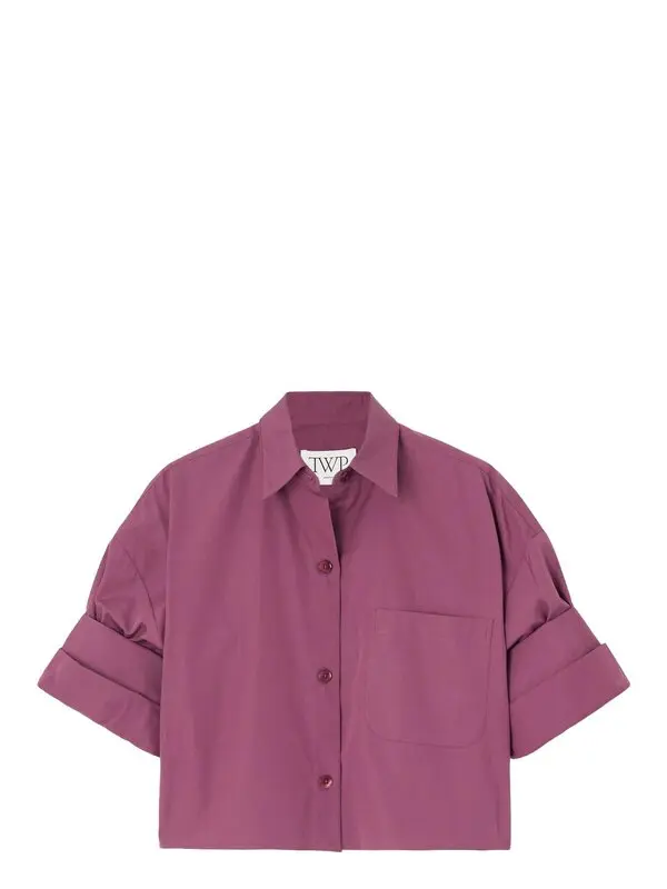 TWP Next Ex Cropped Cotton-poplin Shirt - Burgundy