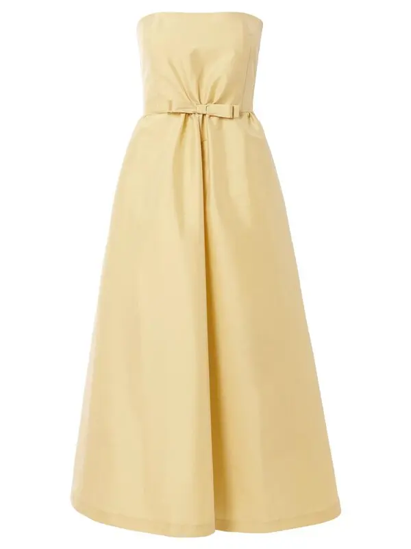 Bernadette Bodette Strapless Taffeta Midi Dress With Bow - Yellow