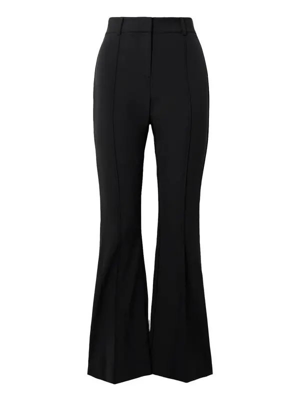 Veronica Beard Hibiscus Pleated Flared Pants - Black