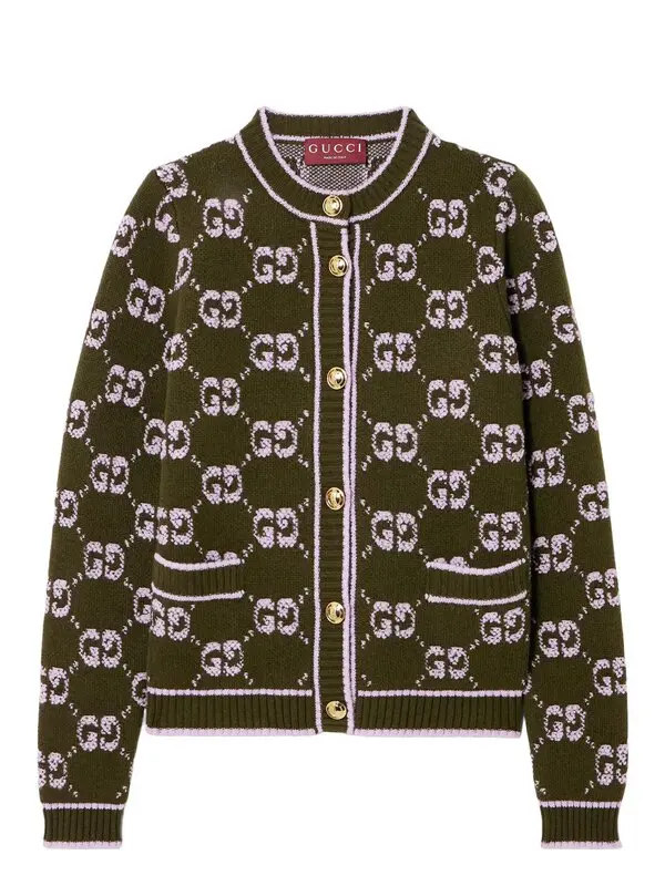 Gucci Wool-jacquard Cardigan - Green