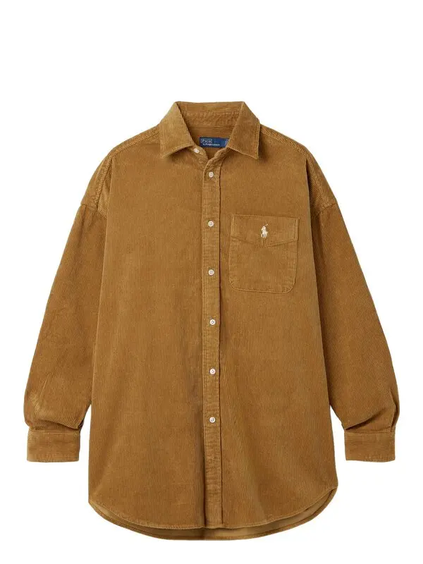 Polo Ralph Lauren Embroidered Cotton-corduroy Shirt - Brown