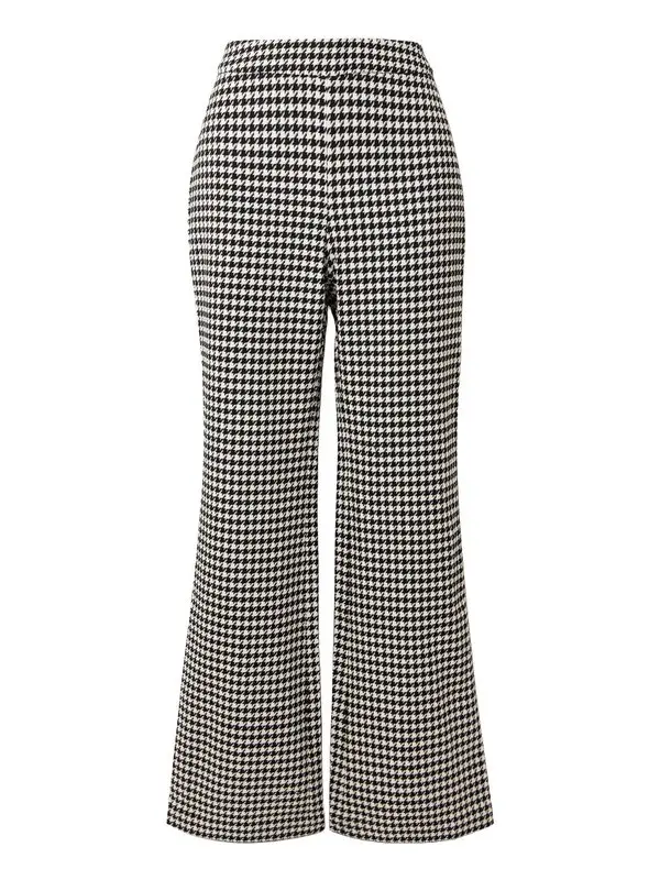 Cara Cara Christopher Houndstooth Wool-blend Wide-leg Pants - Black