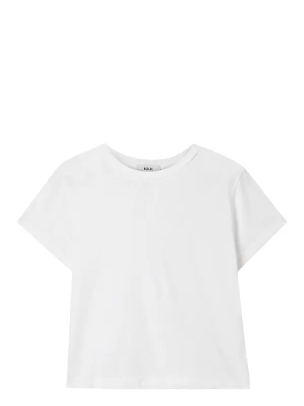 AGOLDE Adine Cropped Organic Cotton-jersey T-shirt - White