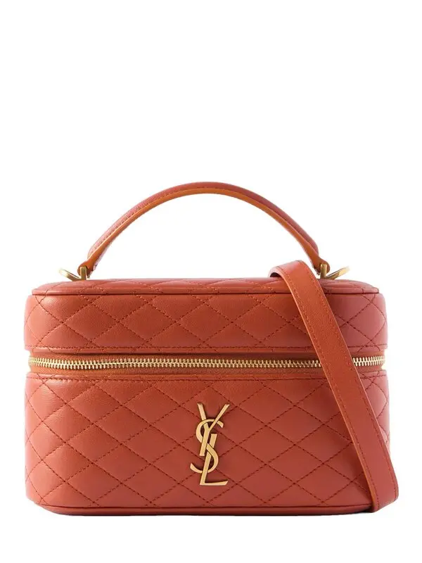 Saint Laurent Gaby Vanity Mini Quilted Leather Shoulder Bag - Orange