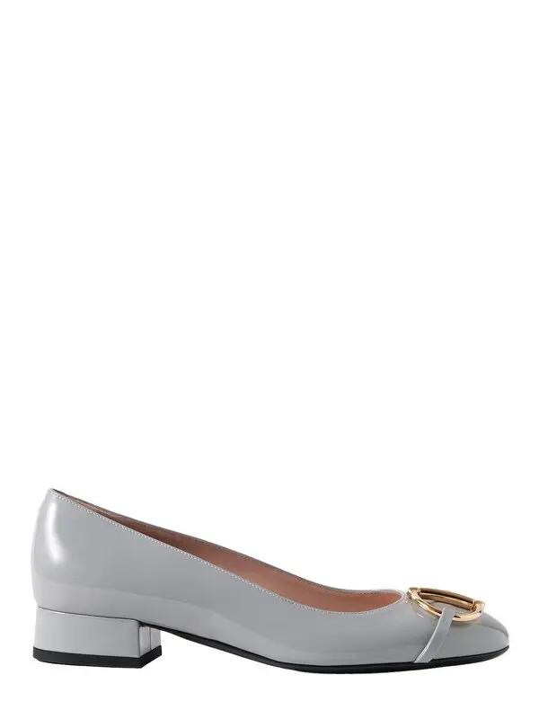 Gucci Horsebit-detailed Patent-leather Pumps - Gray