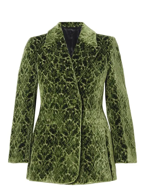 Burberry Velvet-jacquard Blazer - Green