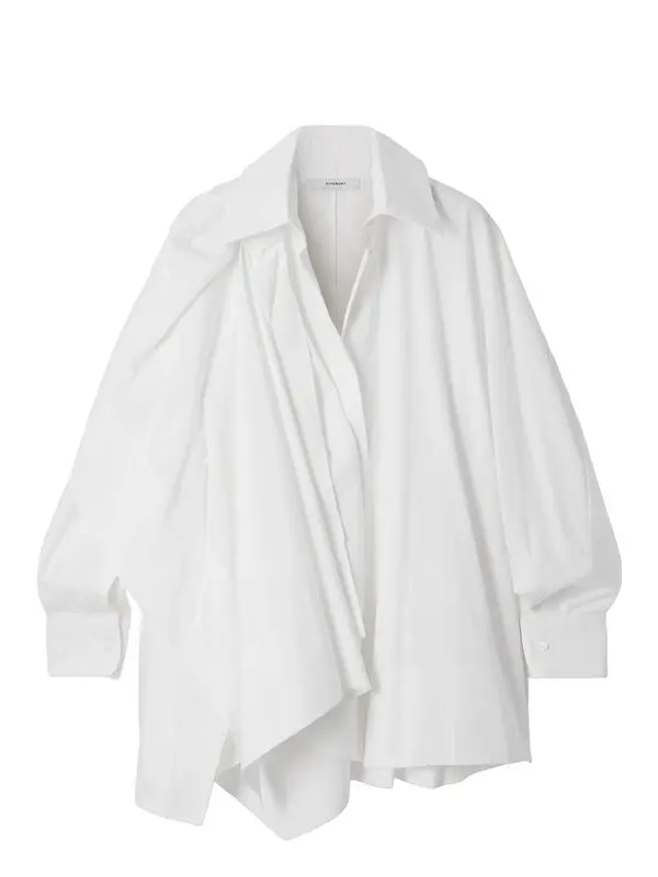 Givenchy Bow-detailed Draped Cotton-poplin Shirt - White
