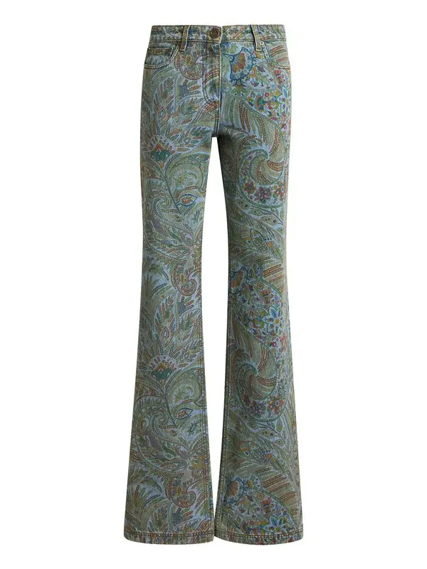 Etro Printed Low-rise Flared Jeans - Multi