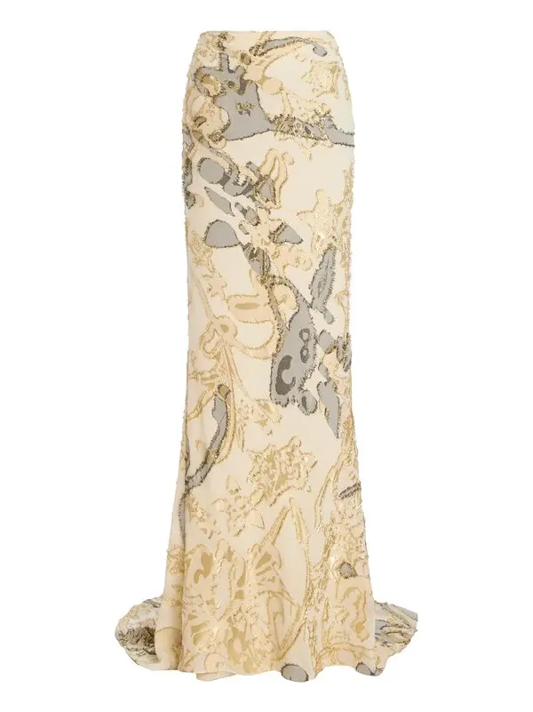 WIEDERHOEFT Gallery Bias-cut Fil Coupé Skirt - Print