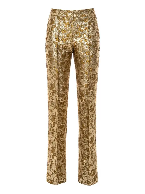 DES_PHEMMES Jacquard Straight-leg Tailored Pant - Gold
