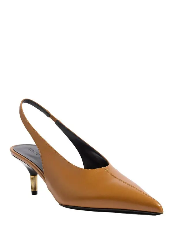 Khaite Bella Leather Slingback Pumps - Brown
