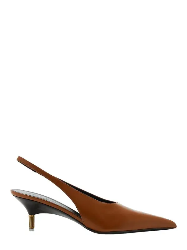 Khaite Bella Leather Slingback Pumps - Brown