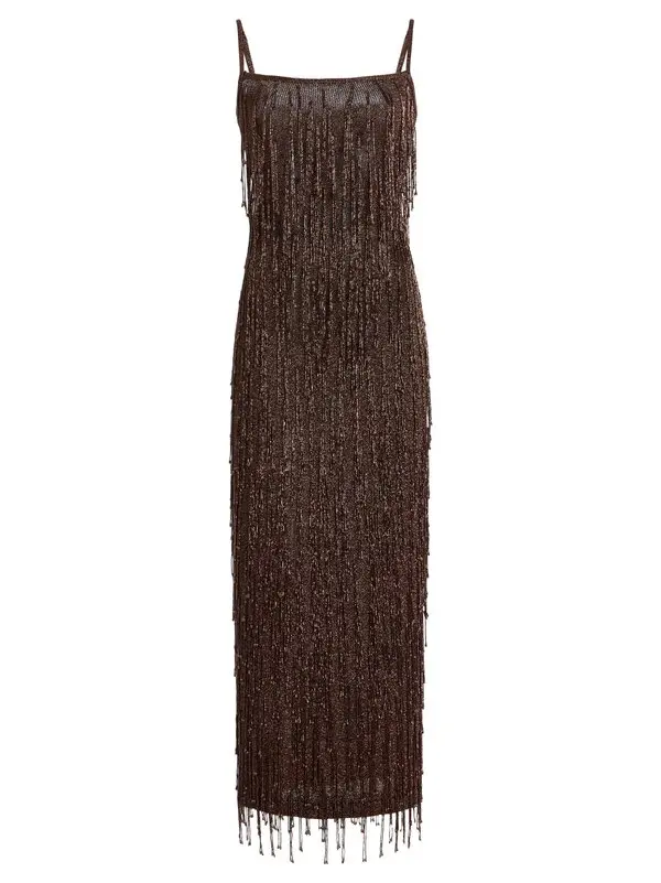 Cult Gaia Ola Beaded Metallic-knit Midi Dress - Brown