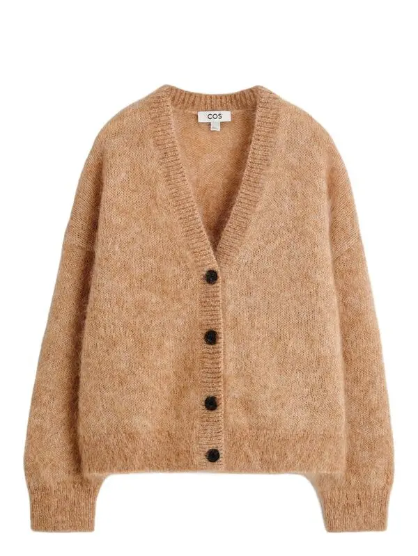 Cos Mohair-wool V-neck Cardigan - Beige