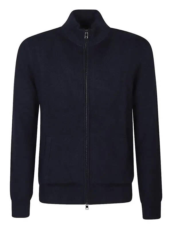 Michael Kors Embroidered Logo Zip-up Sweater - Blue