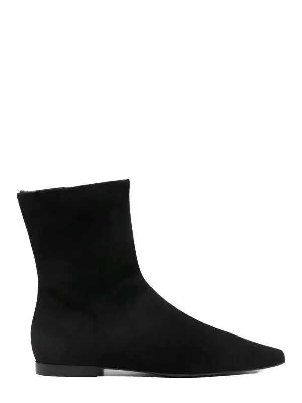 TOTEME Zipped Suede Pointed-toe Boots - Black