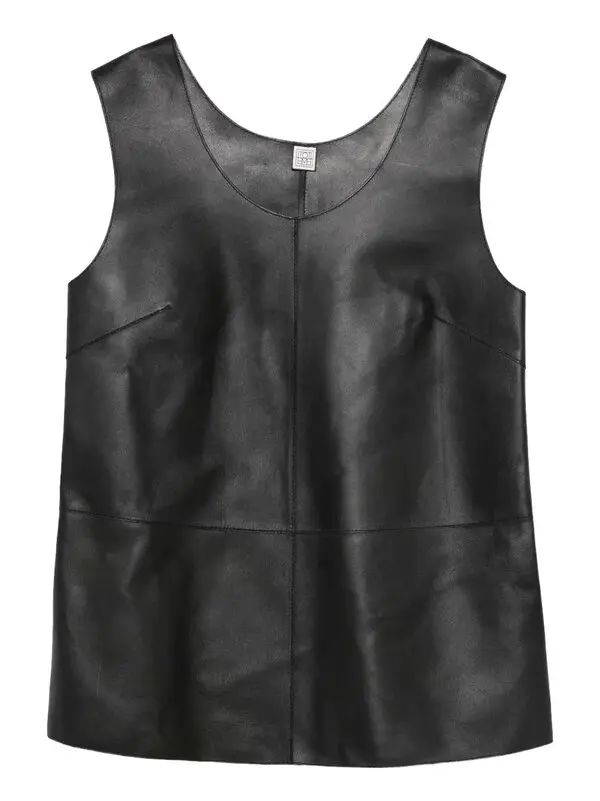 TOTEME Scoop-neck Leather Top - Black