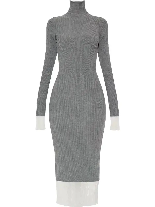 Sportmax Layered Ribbed Midi Dress - Grey