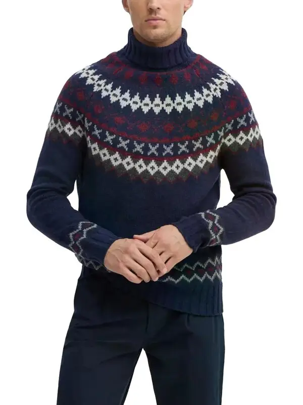 Barbour Patterned Turtleneck Sweater - Blue