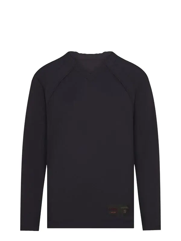 NIKESKIMS Airy V-neck Oversized Long Sleeve Top - Black
