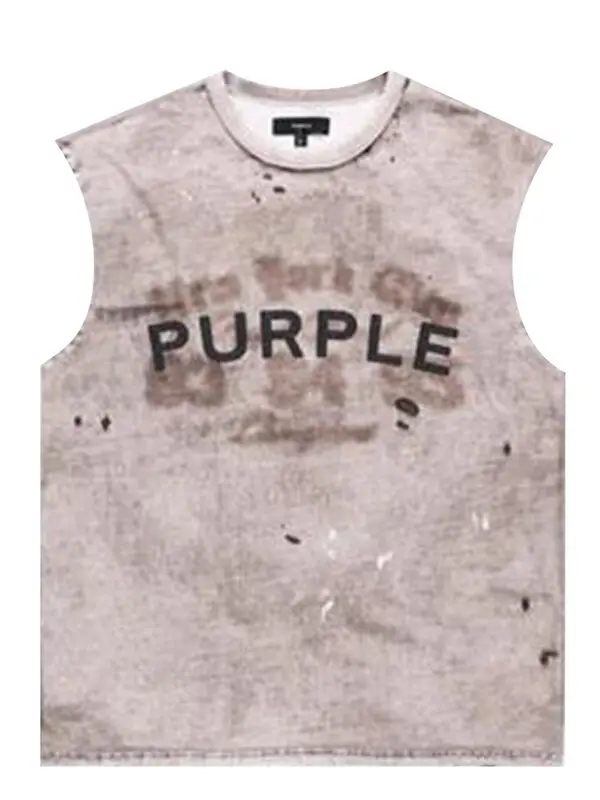 PURPLE BRAND Textured Sleeveless T-shirt - Brown
