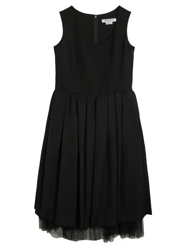 Comme Des Garçons Wool Gabardine Nylon Tulle Dress - Black