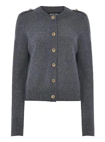 Whistles Wool Knitted Cardigan - Grey