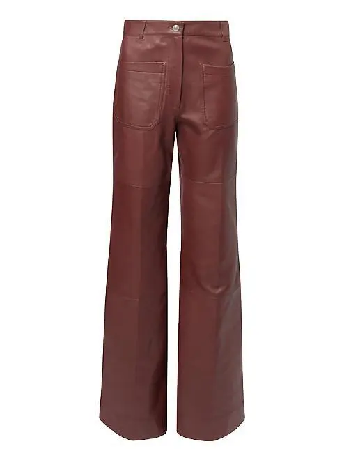 Victoria Beckham Alina Flared-leg Leather Trousers - Burgundy
