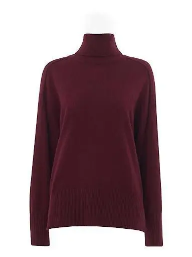 Whistles Cashmere Knitted Turtleneck Jumper - Plum/claret