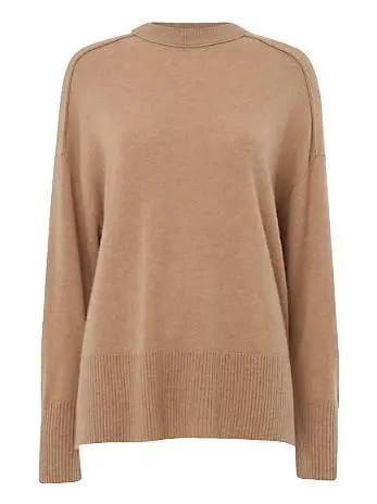 Whistles Seam-detail Relaxed-fit Cashmere Jumper - Tan