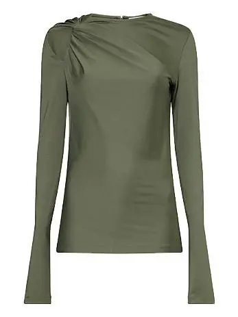 Victoria Beckham Twist Armhole Long-sleeve Satin Top - Oregano