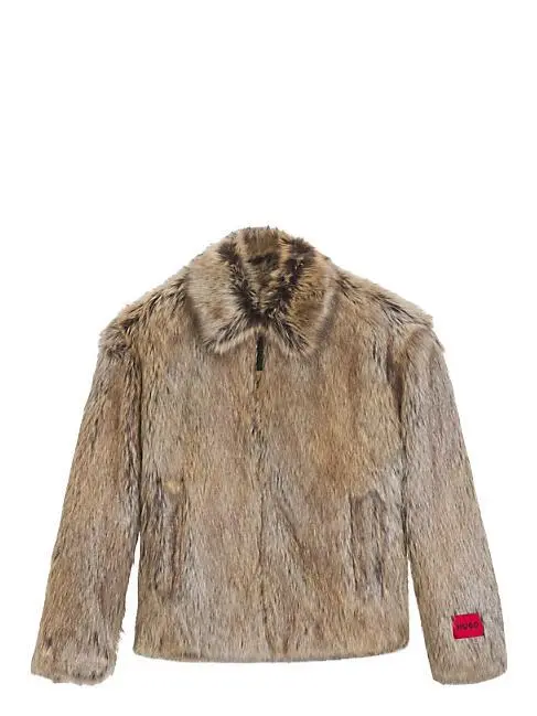 Hugo Boss Branded Faux-fur Jacket - Light/pastel Brown