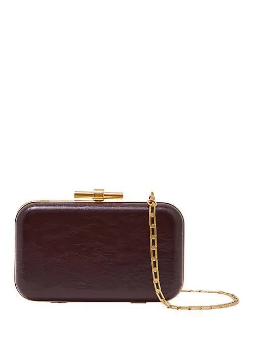REISS Junie Faux-patent Box Clutch - Burgundy