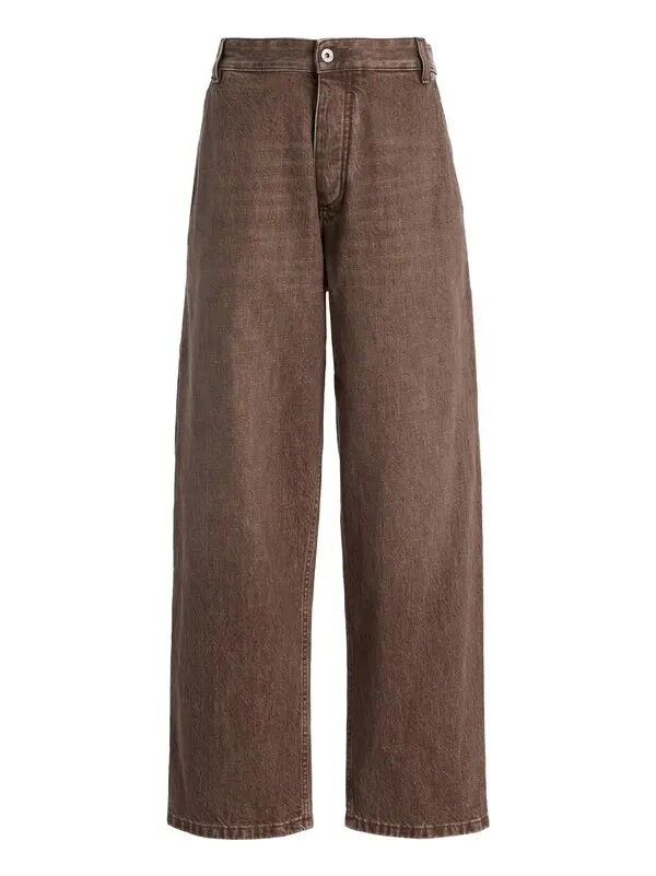 Bottega Veneta Washed Cotton Cargo Jeans - Brown