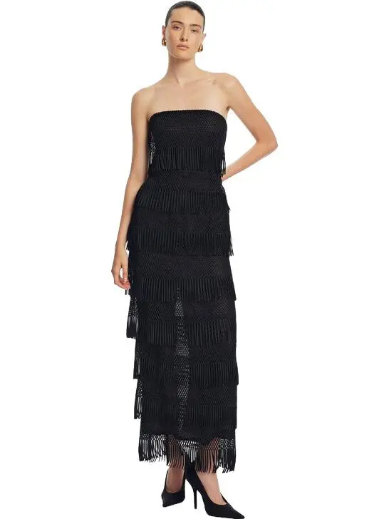 Lela Rose Macrame Lace Column Dress - Black