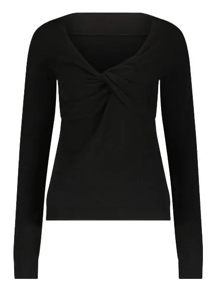 Lela Rose Cashmere Knit Knotted Top - Black