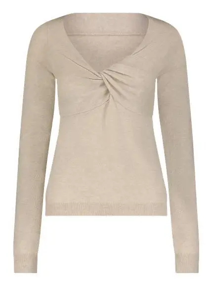 Lela Rose Cashmere Knit Knotted Top - Brown
